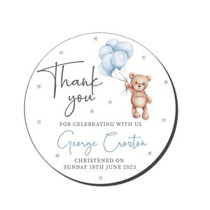 Teddy Theme Christening Day Stickers Thank You Stickers Baby Boy ...