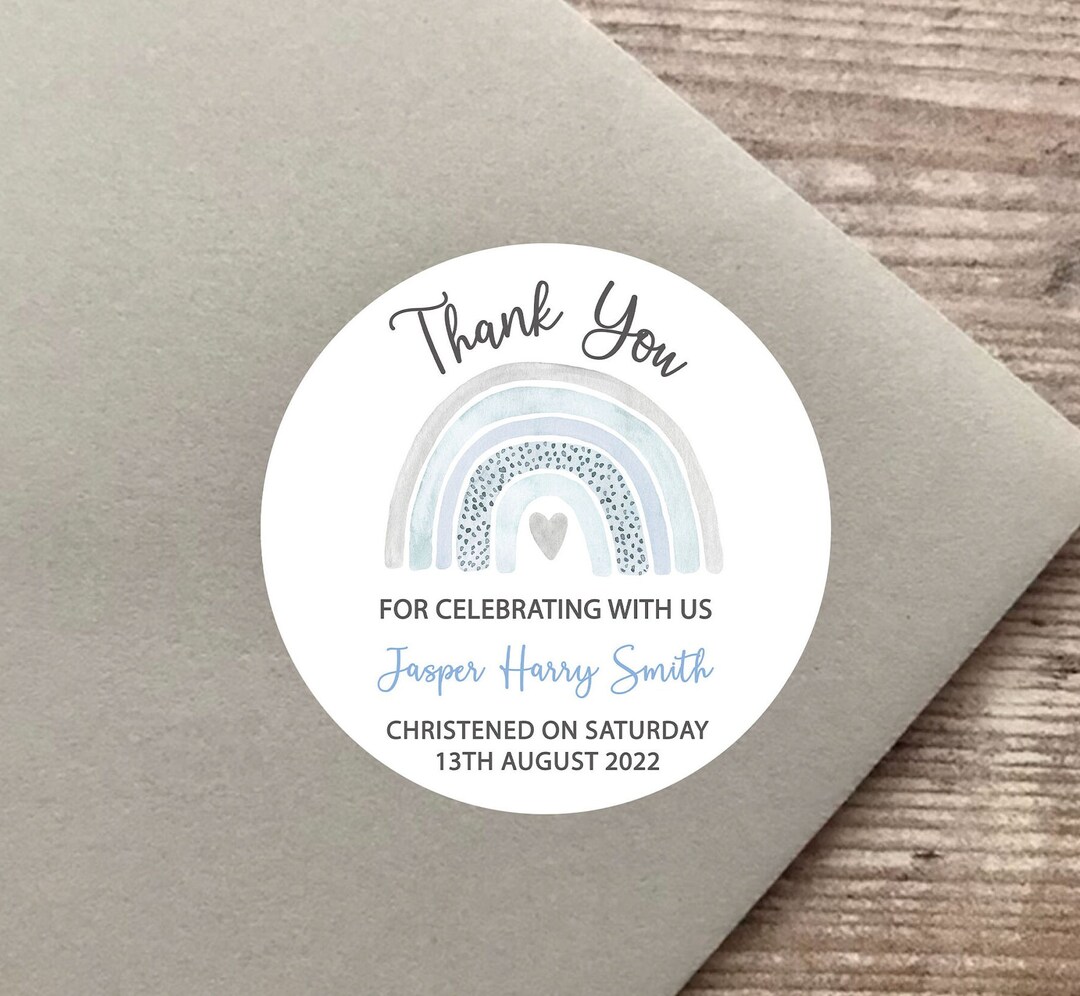 Christening Day Stickers | Thank You Stickers | Rainbow Stickers | Baby ...