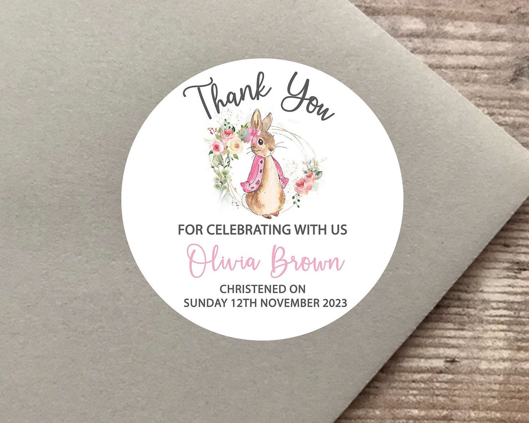 Christening Day Stickers | Thank You Stickers | Flopsy Bunny Stickers ...