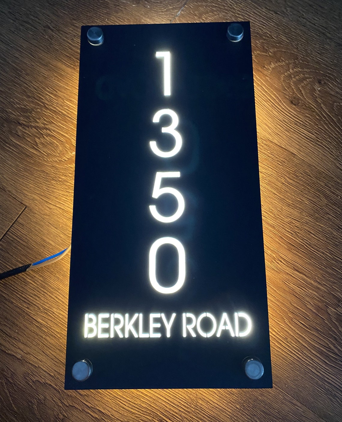 Custom Illuminated LED House Sign Modern , LED House Number, Vertical ...