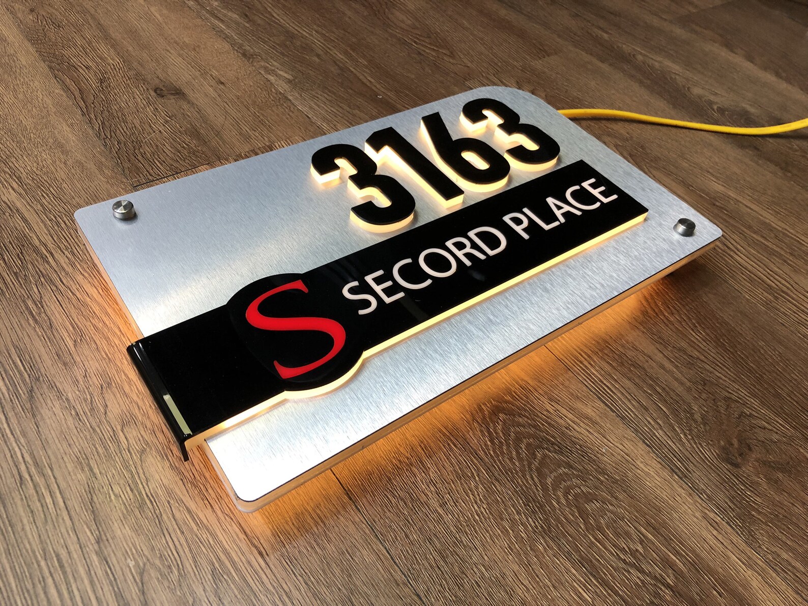 LED, Lighted Background, Custom LED House Number, Vertical Address ...