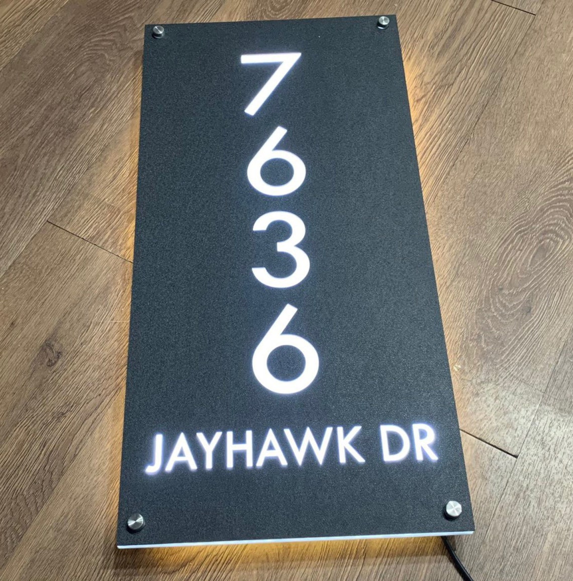 Custom Illuminated LED House Sign Modern , LED House Number, Vertical ...