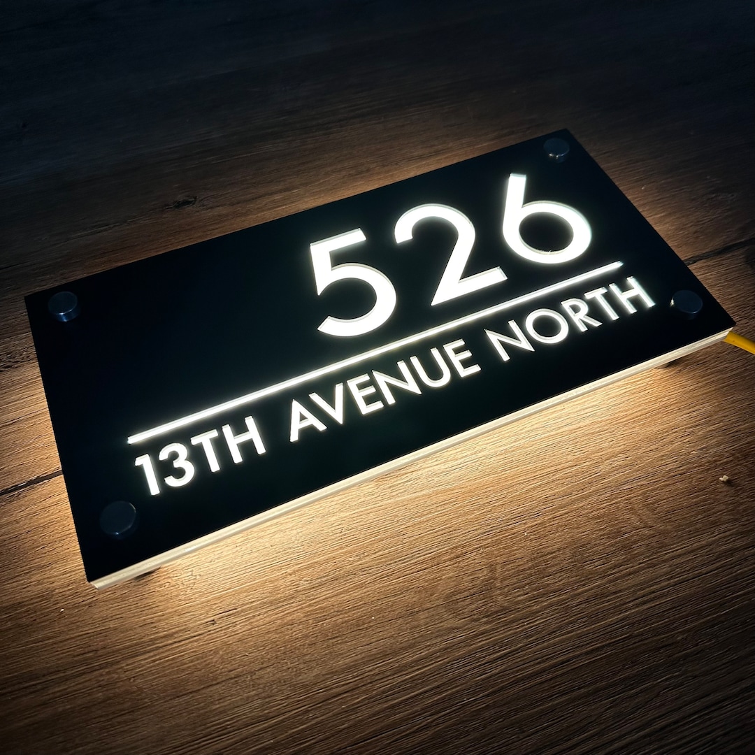 Custom LED House Number ,illuminated House Number, Vertical Address ...