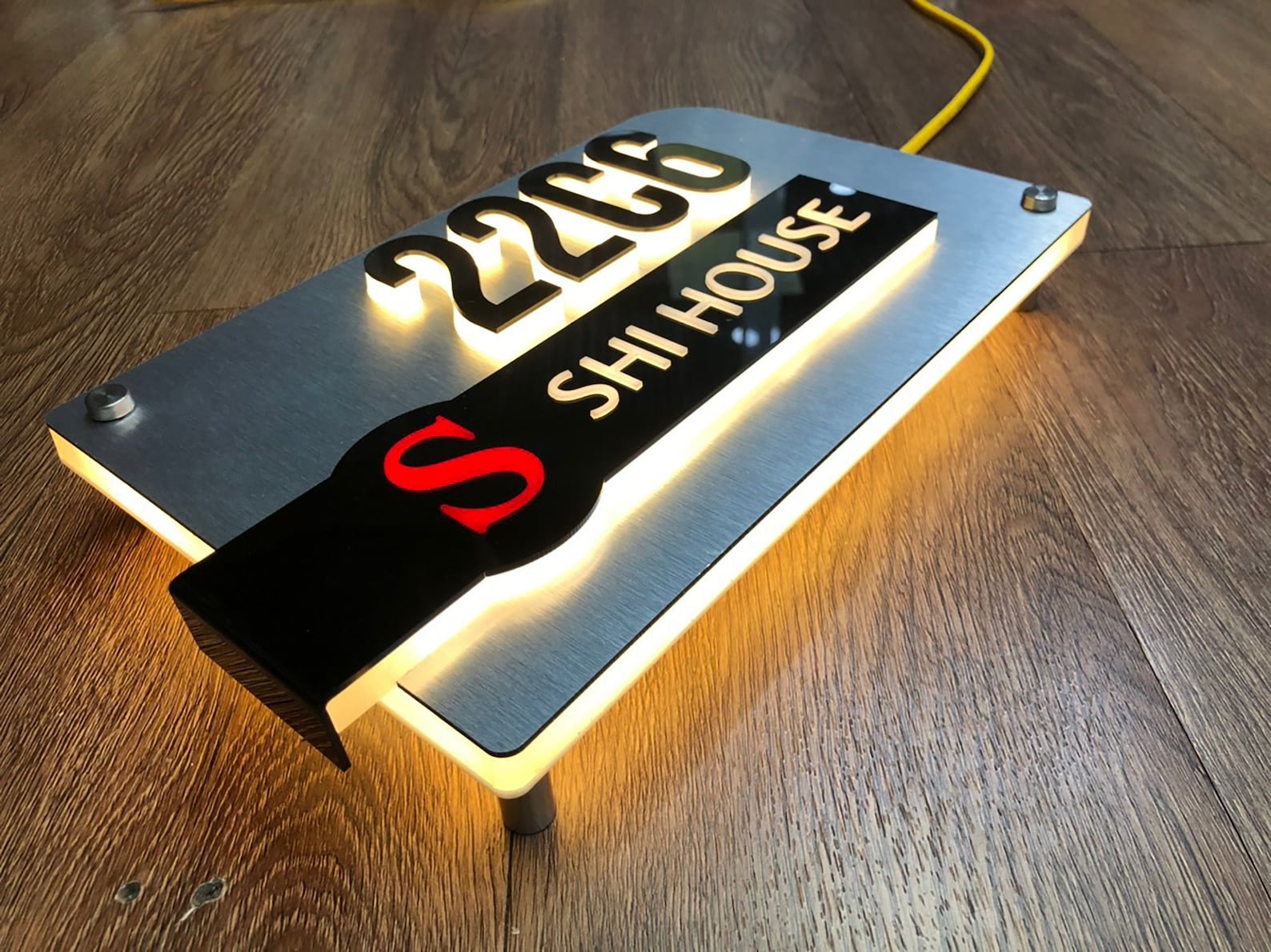 LED, Lighted Background, Custom LED House Number, Vertical Address ...