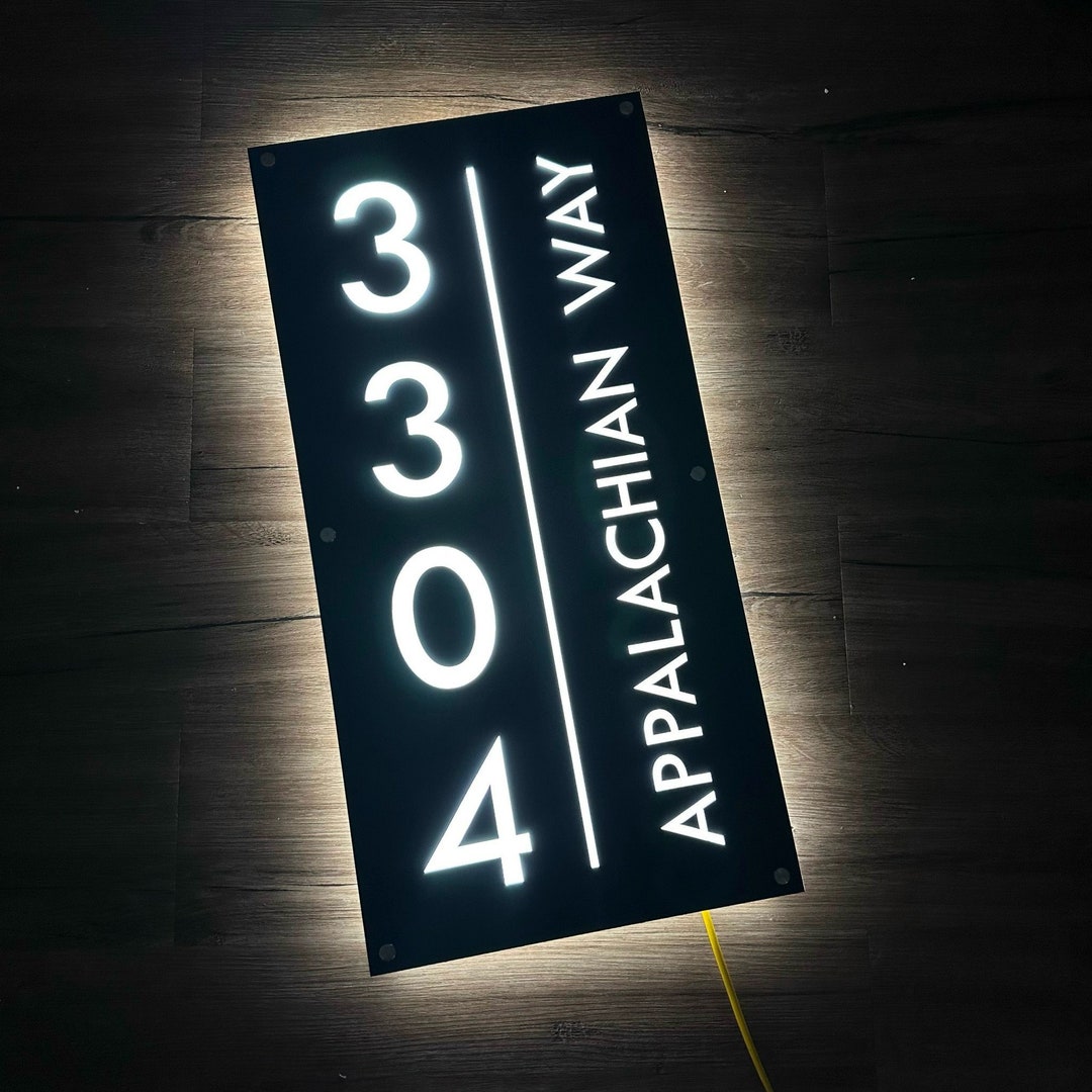 Addres House Number, Custom Illuminated LED House Sign Modern , LED ...