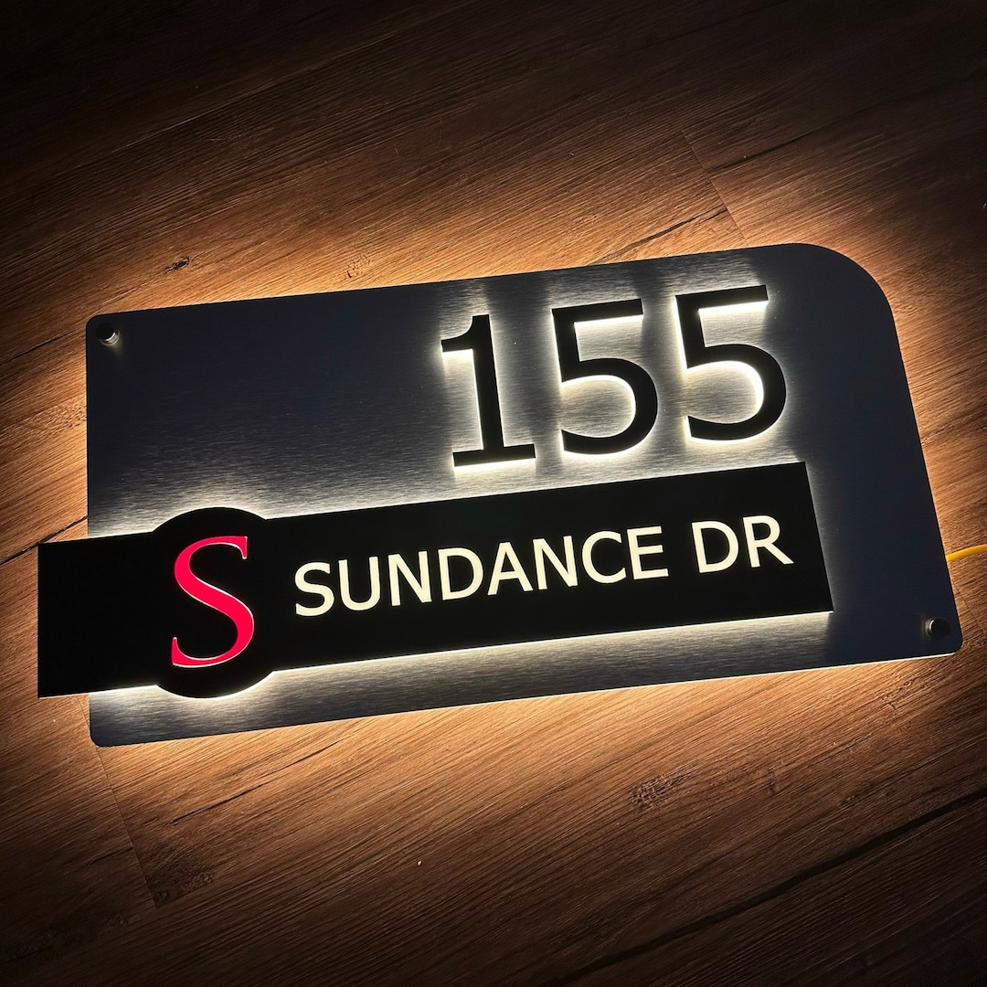 LED, Lighted Background, Custom LED House Number, Vertical Address ...