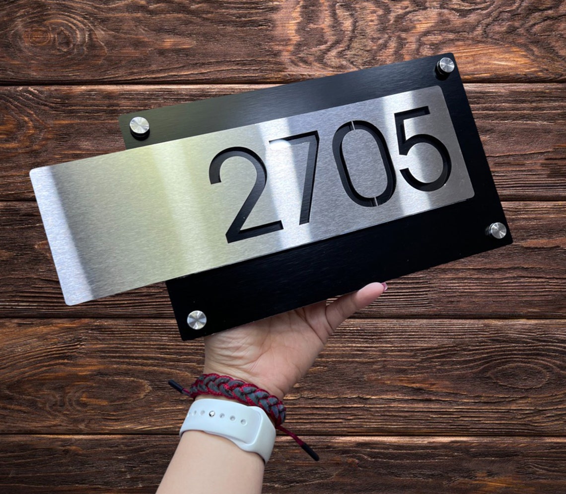 Modern House Sign, Modern House Numbers, House Numbers Inox, Vertical ...