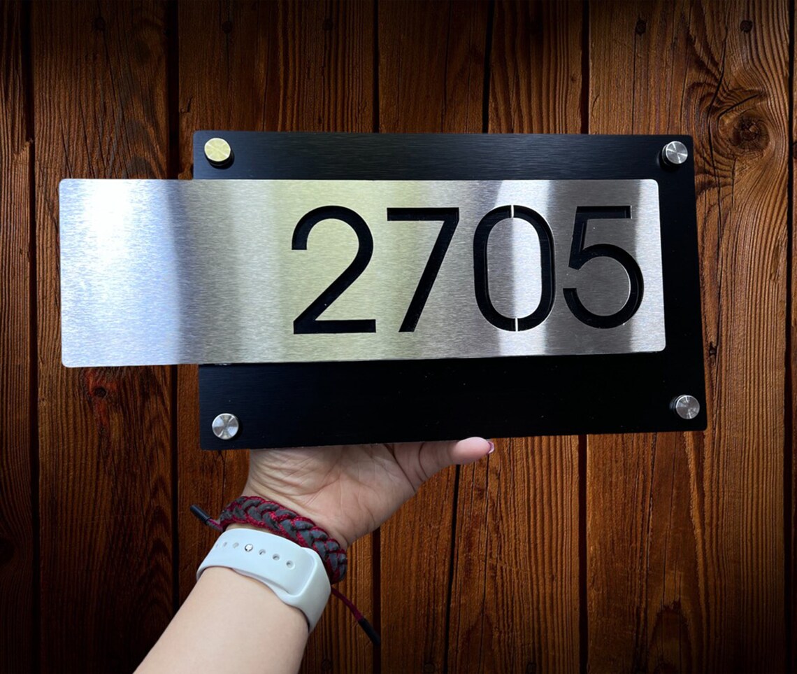Modern House Sign, Modern House Numbers, House Numbers Inox, Vertical ...