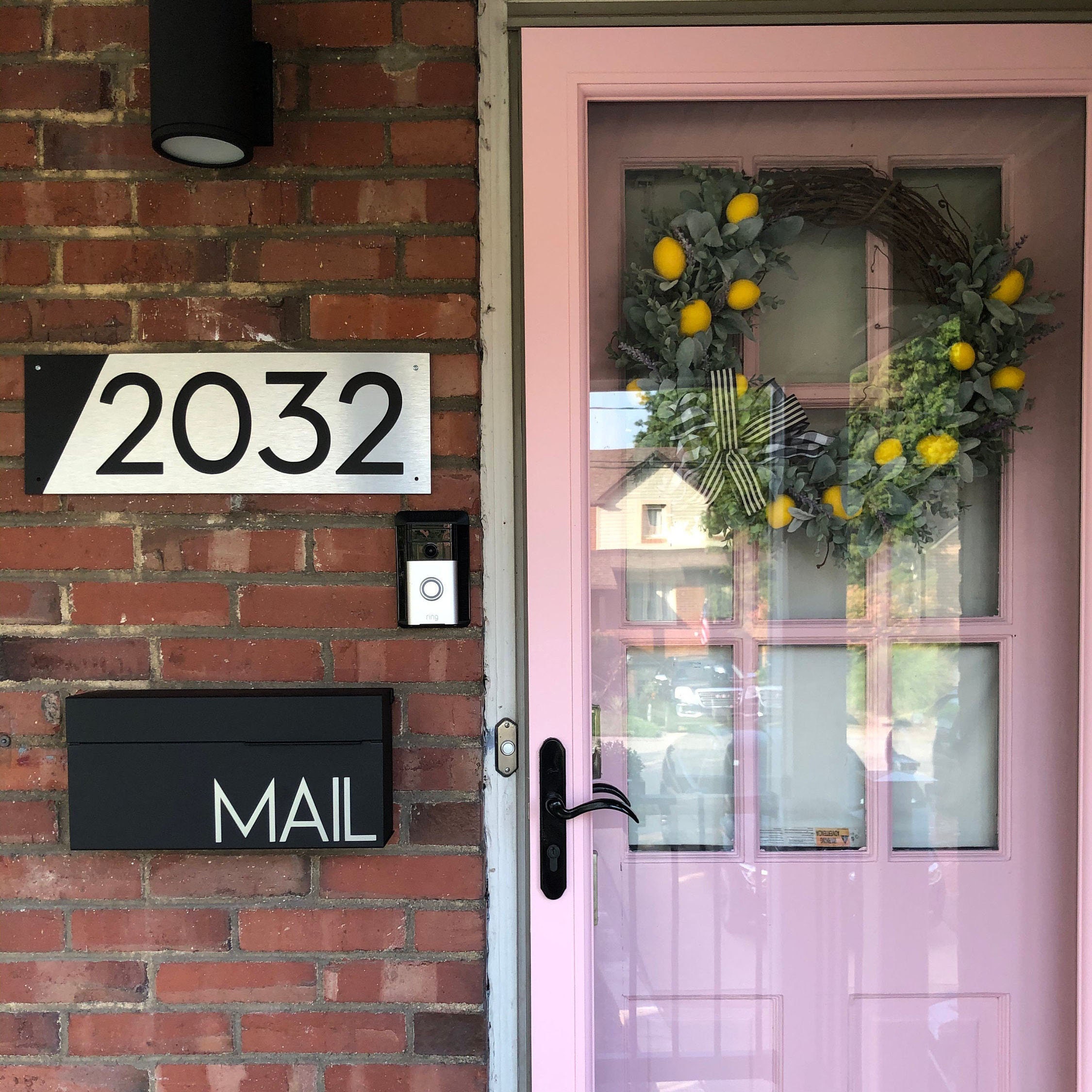 Modern House Numbers Aluminum With Wood Tone Contemporary | Etsy