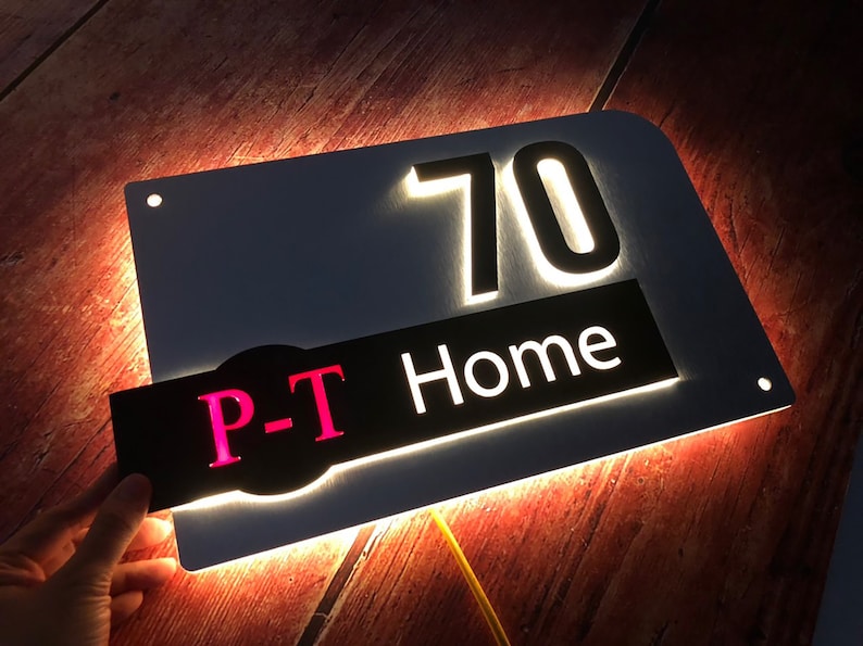 LED Lighted Background Custom LED House Number Vertical - Etsy
