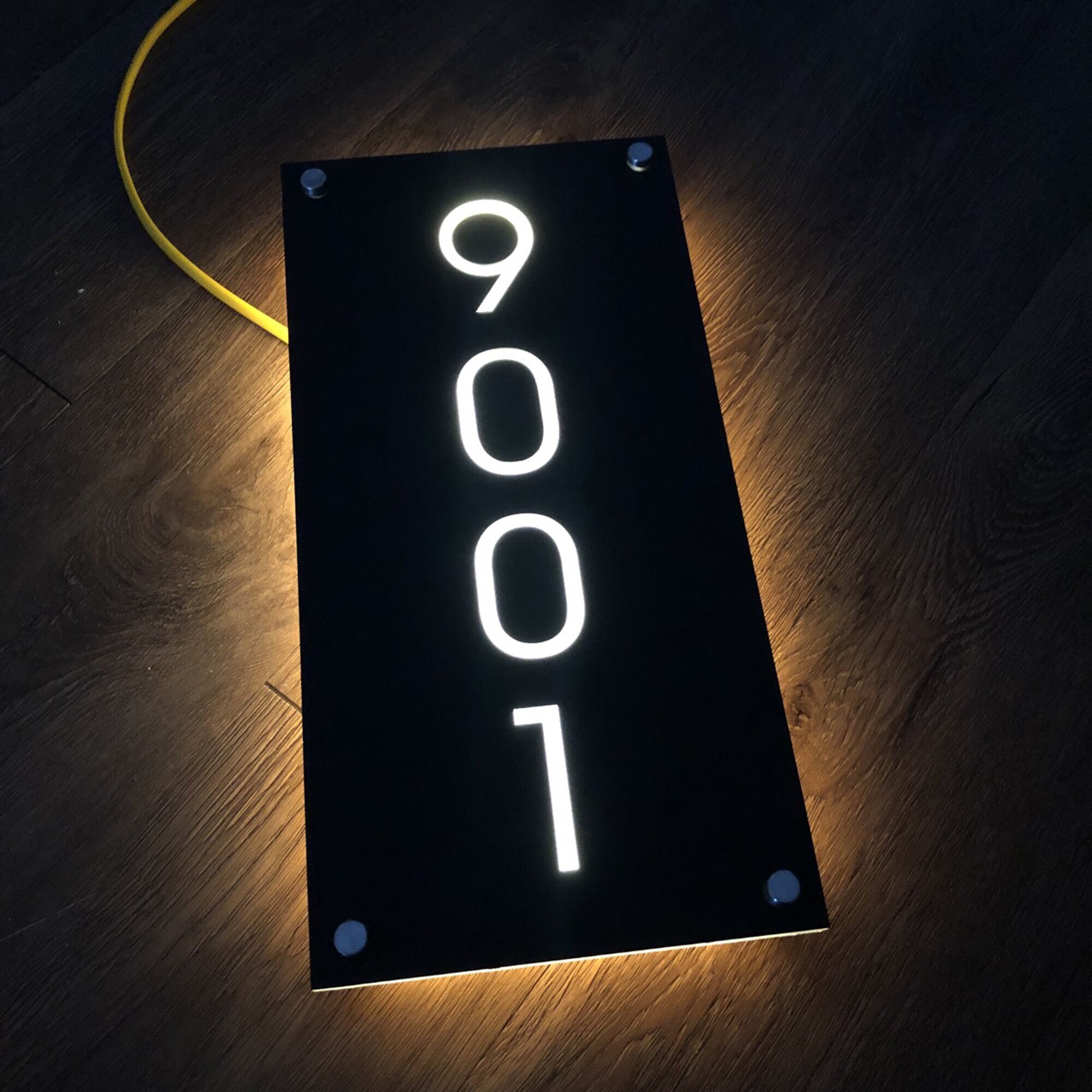 Custom Illuminated LED House Sign Modern , LED House Number, Vertical ...
