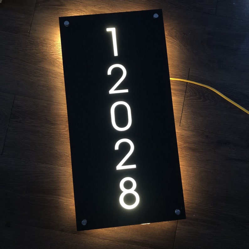 Custom Illuminated LED House Sign Modern LED House Number - Etsy
