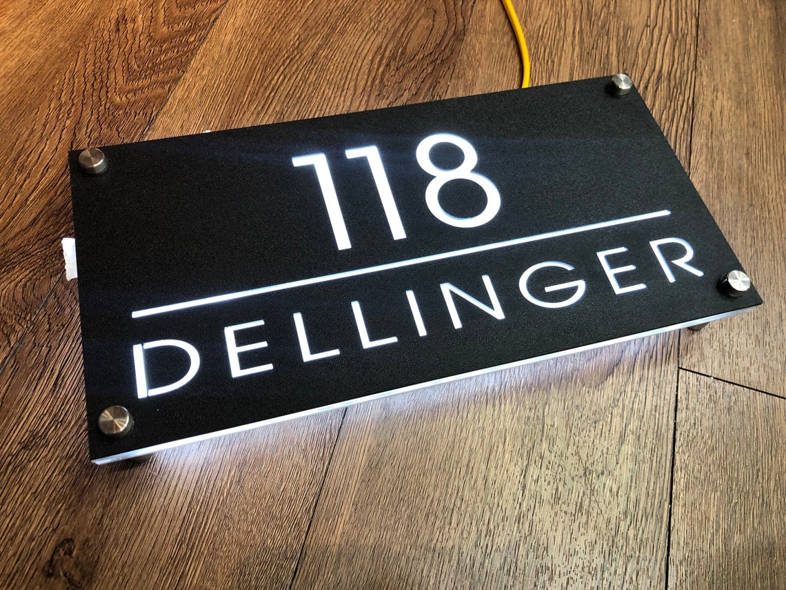 House Numbers Sign Lighted Vertical and Horizontal House - Etsy