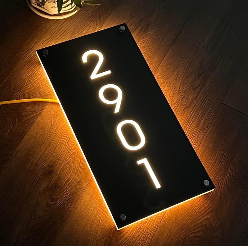 Custom Illuminated LED House Sign Modern LED House Number - Etsy