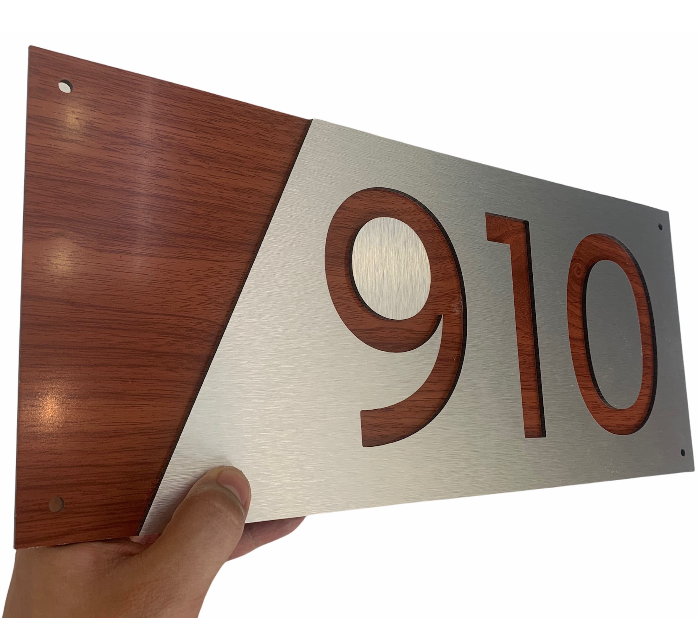 Modern House Numbers Aluminum With Wood Tone Contemporary | Etsy