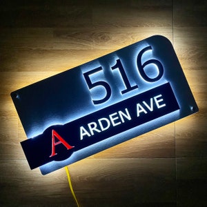 LED, Lighted Background, Custom LED House Number, Vertical Address ...