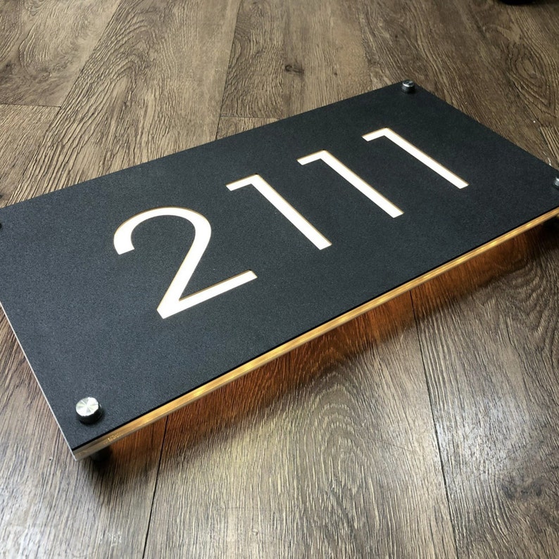 Custom Illuminated LED House Sign Modern , LED House Number, Vertical ...