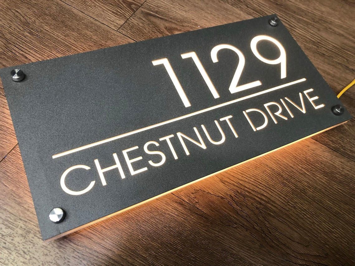 Custom LED House Number illuminated House Number Vertical - Etsy UK