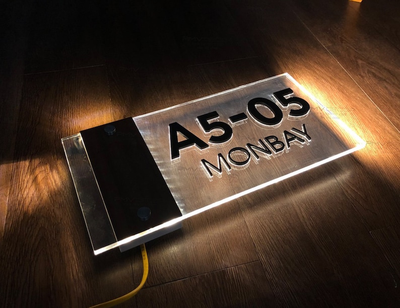 Illuminated House Sign Modern ,LED House Number, Vertical Address ...