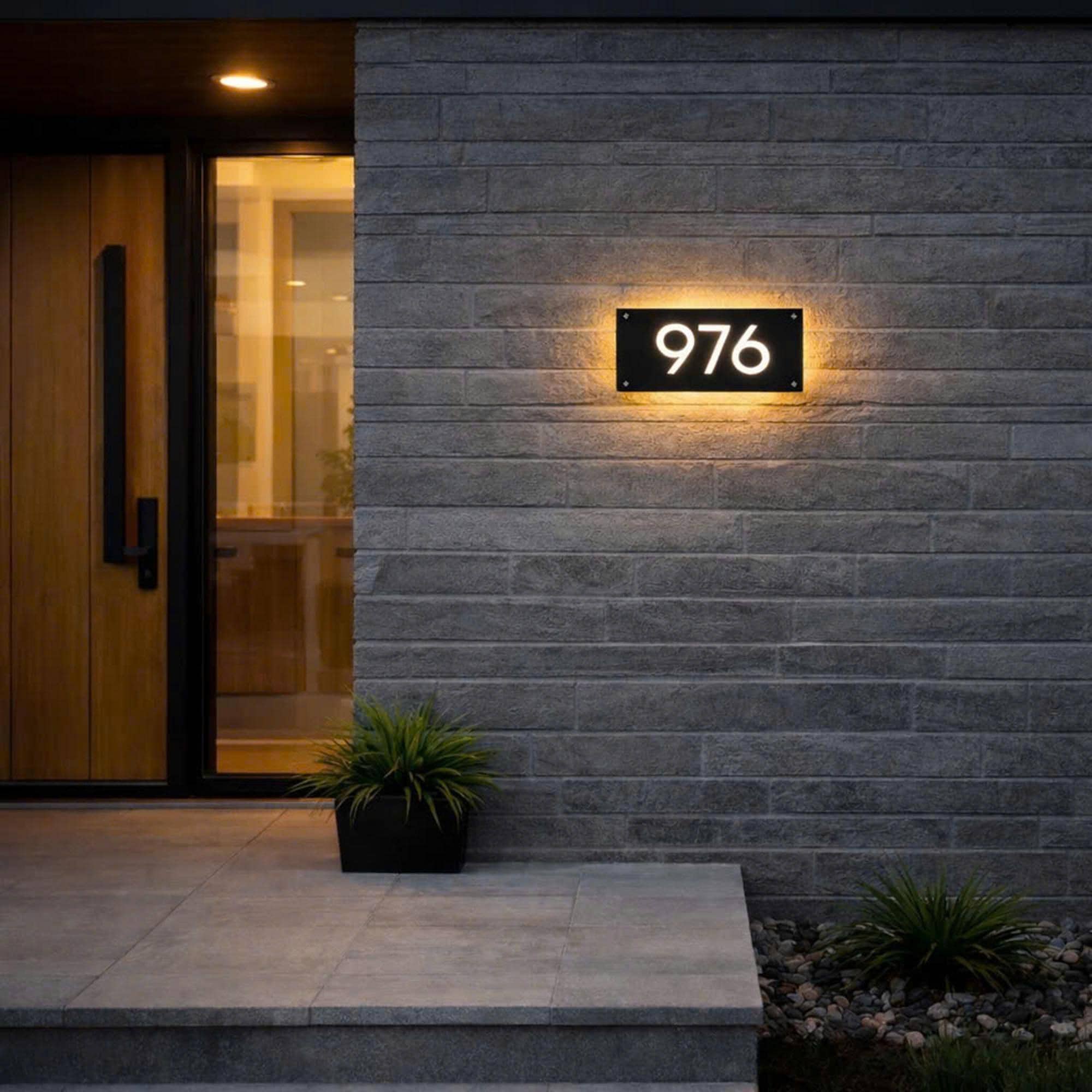 Modern LED Backlit House Numbers, Custom Illuminated Address Sign ...