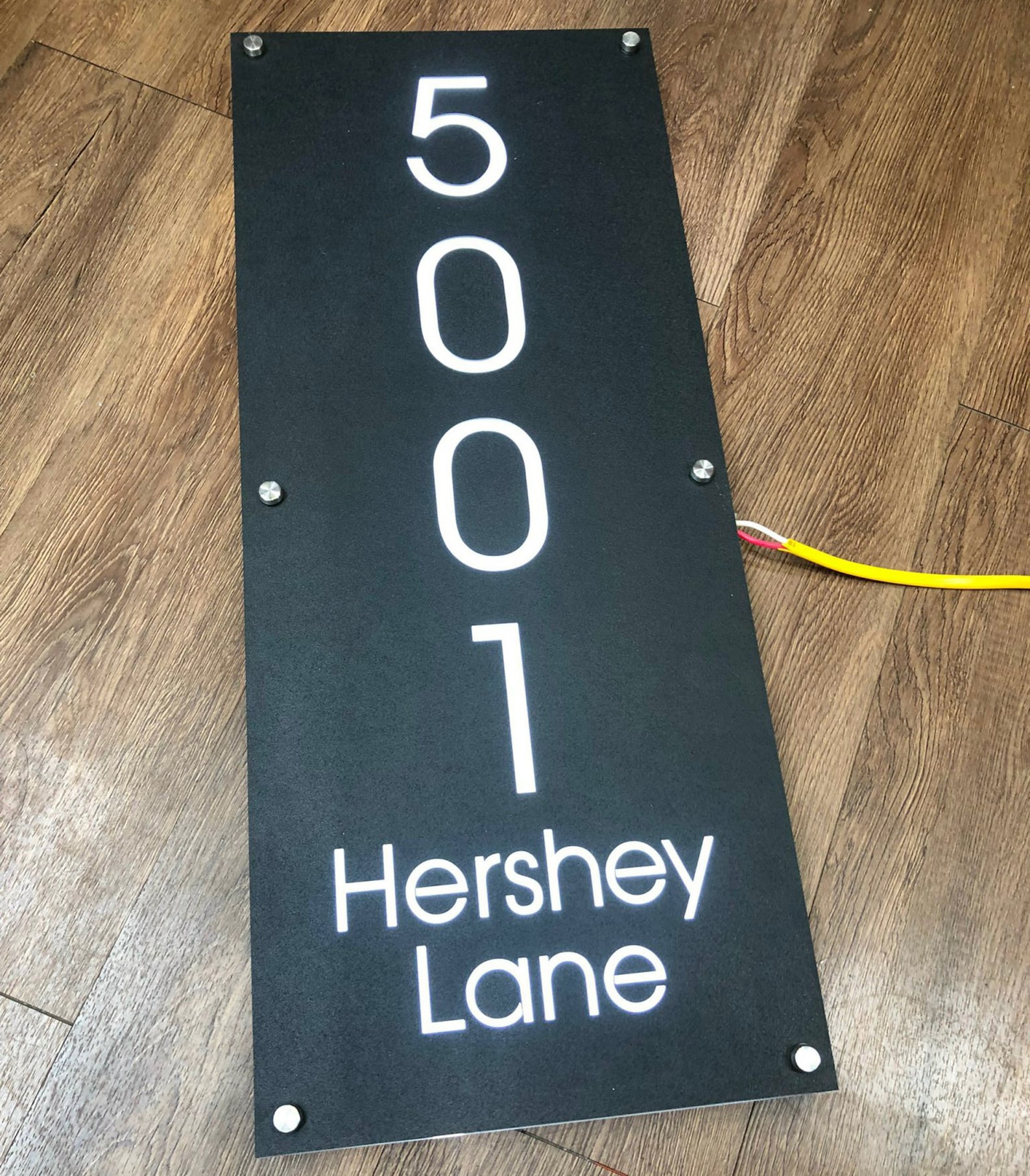 Custom Illuminated LED House Sign Modern , LED House Number, Vertical ...