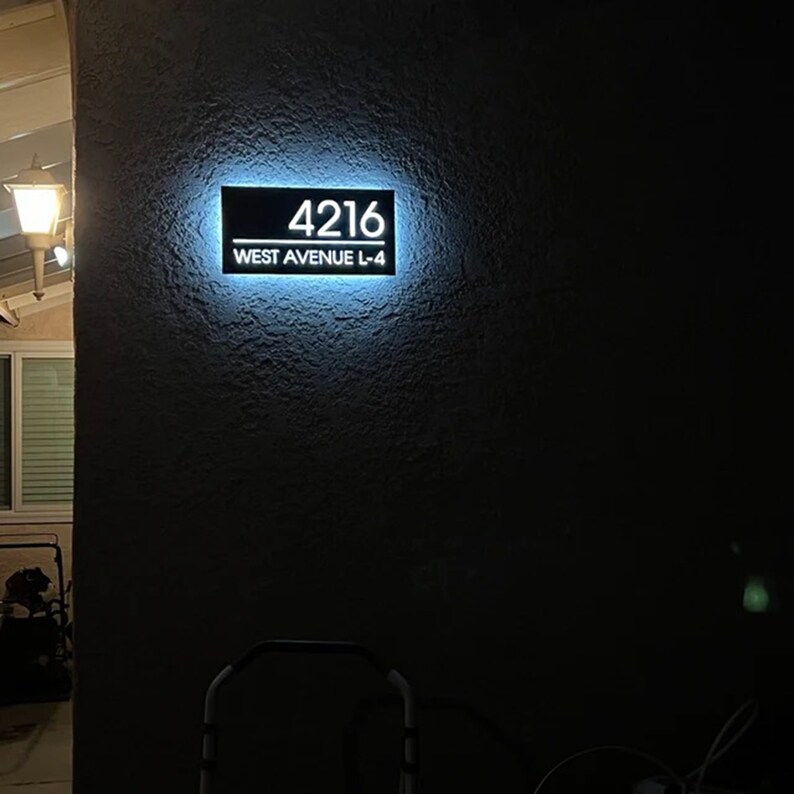 House Numbers Sign Lighted Vertical and Horizontal House - Etsy