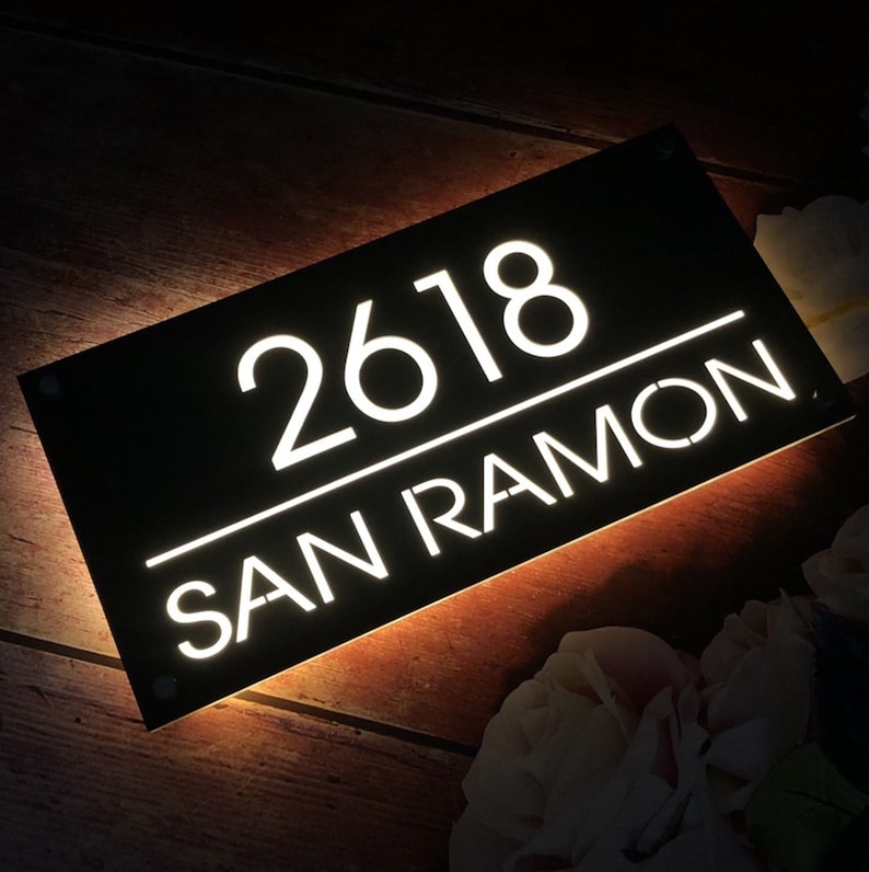 Custom LED House Number ,illuminated House Number, Vertical Address ...
