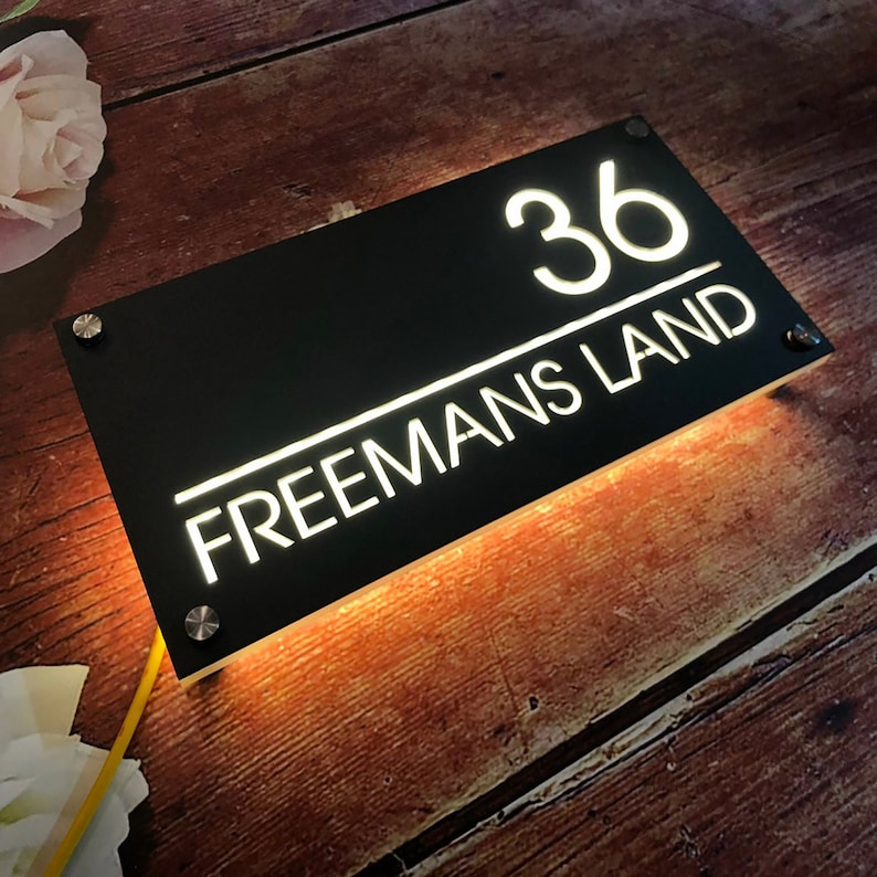 Custom LED House Number illuminated House Number Vertical - Etsy