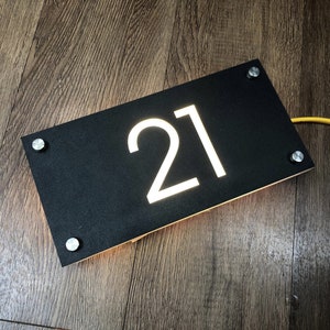 Custom Illuminated LED House Sign Modern , LED House Number, Vertical ...