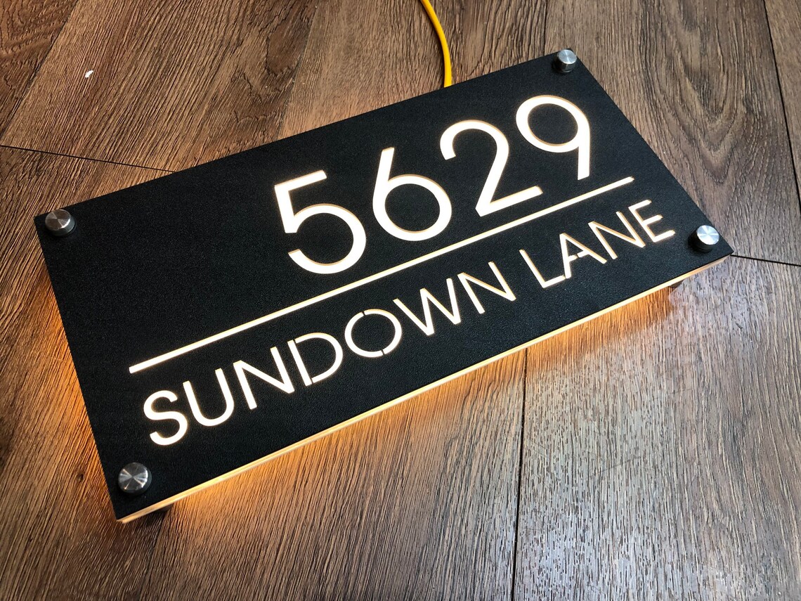 Custom LED House Number illuminated House Number Vertical - Etsy UK