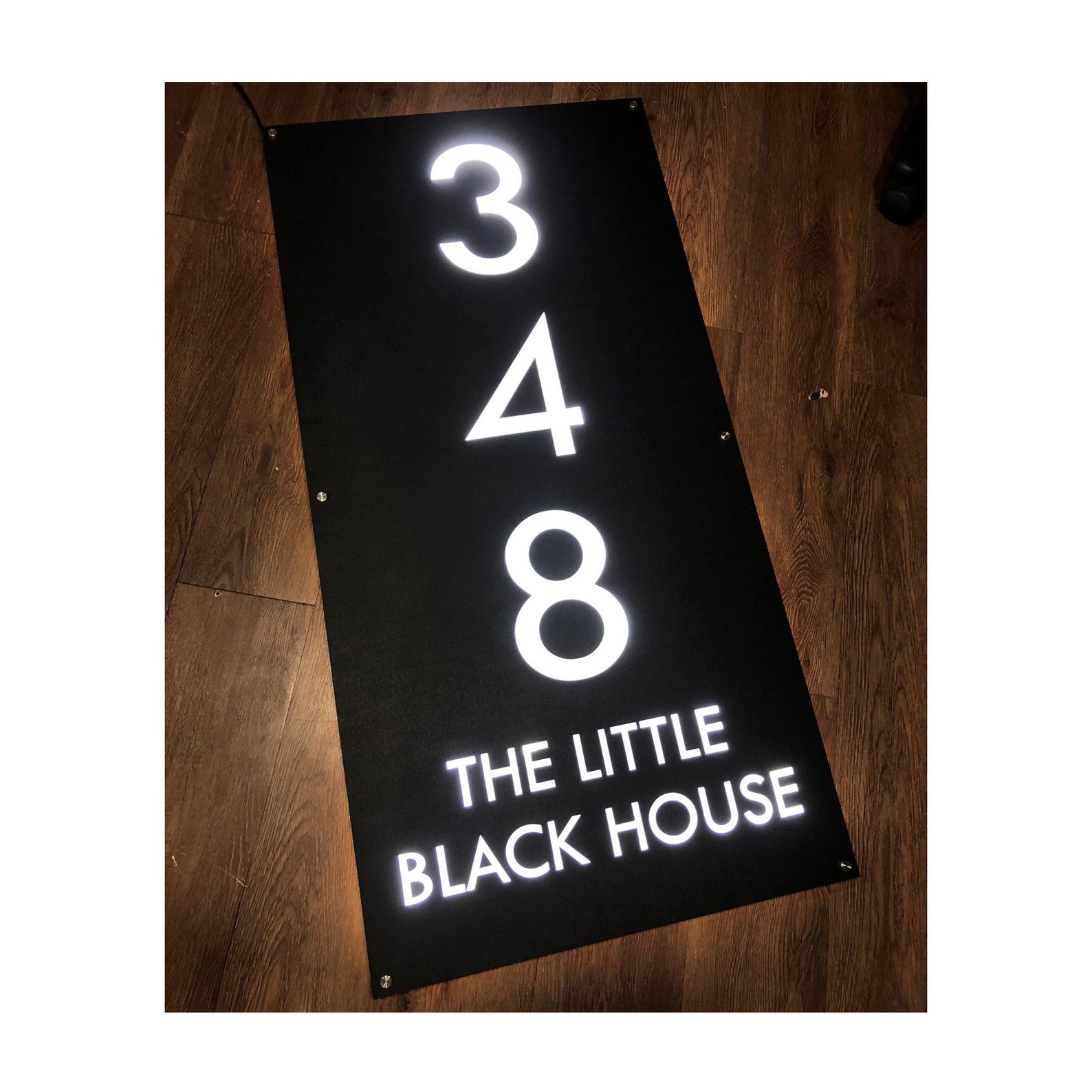 Custom Illuminated LED House Sign Modern , LED House Number, Vertical ...