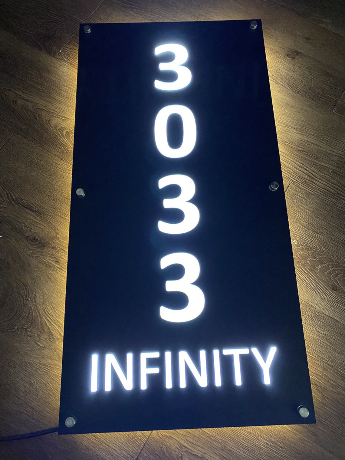 Custom Illuminated LED House Sign Modern , LED House Number, Vertical ...