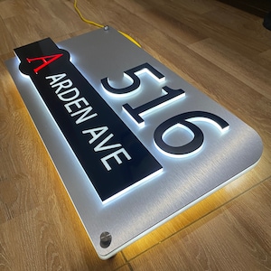 LED, Lighted Background, Custom LED House Number, Vertical Address ...