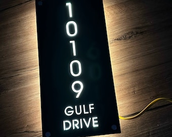 Illuminated House Sign Modern ,LED House Number, Vertical Address ...