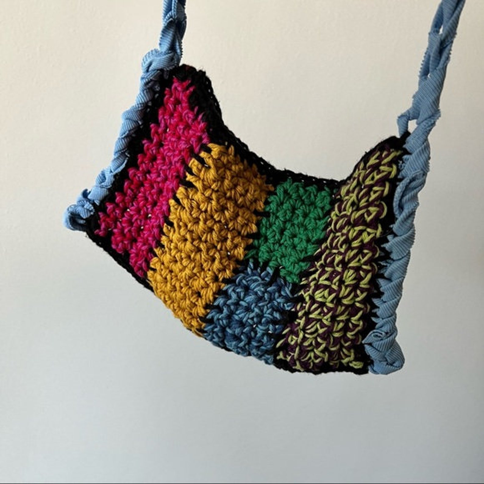 Handmade Patchwork Crochet Funky Bag - Etsy
