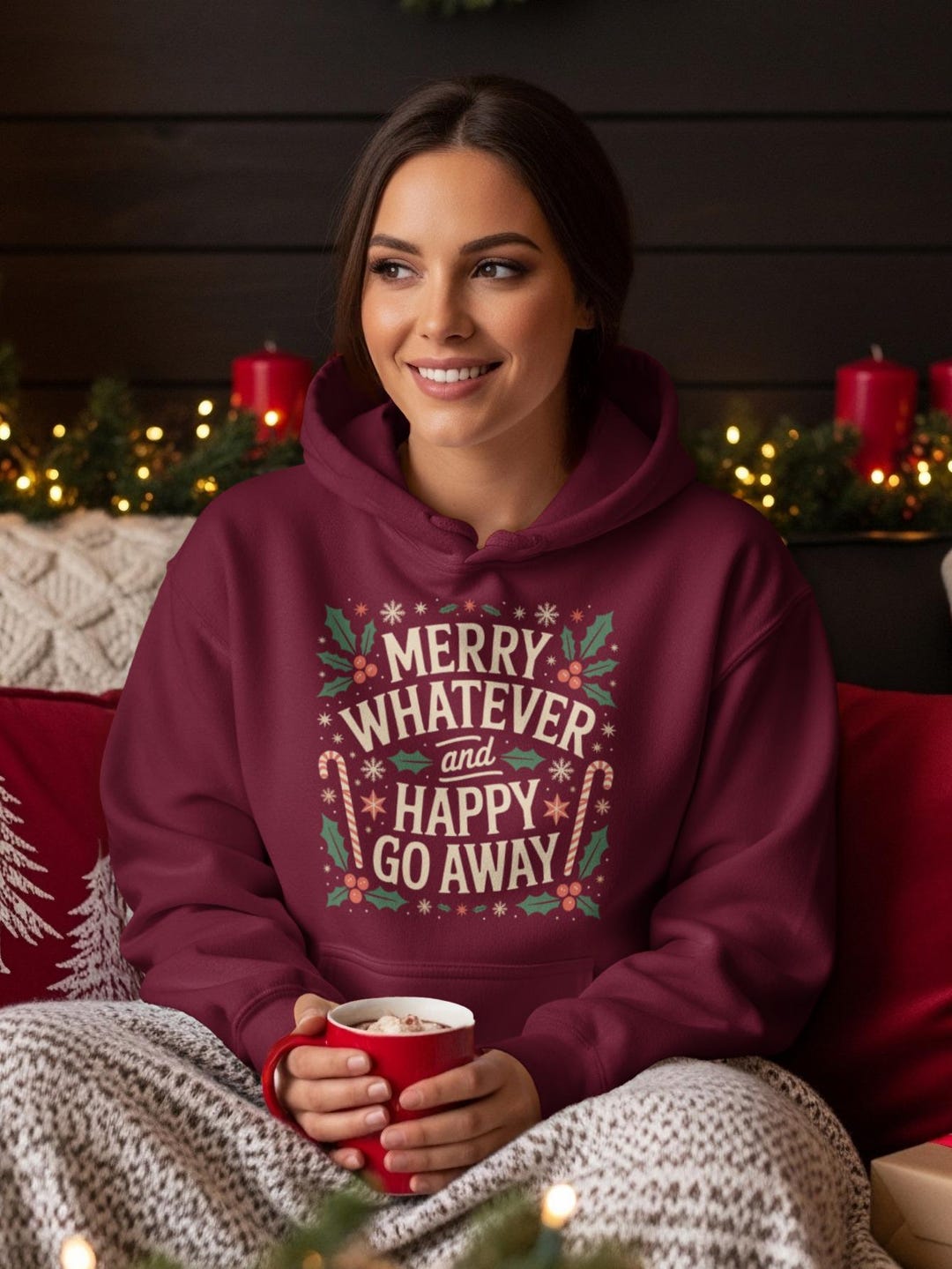 Merry Whatever Happy Go Away, Christmas Holiday Cheer, Funny Holiday ...