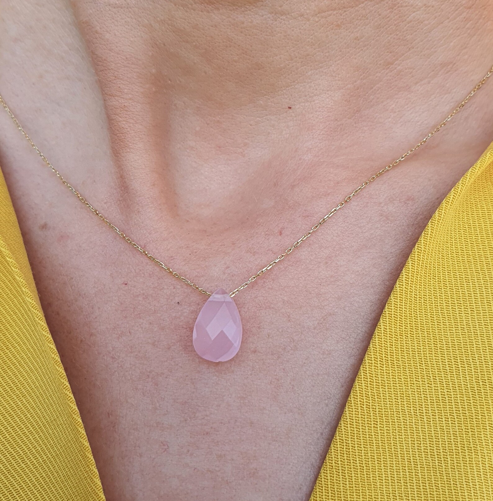 Collier en or massif 14K avec pierre de zircone cubique en - Etsy France