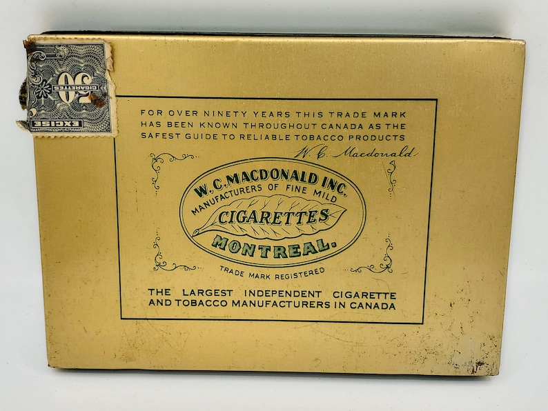 Vintage Mcdonalds Export Gold Standard Cigarette Tin, Retro 50 ...