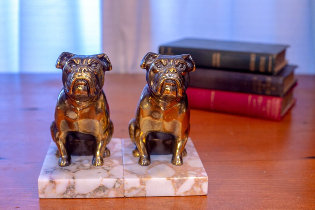 Art Deco Dog Bookends Set of 2 Bulldog Bookends by Franjou - Etsy