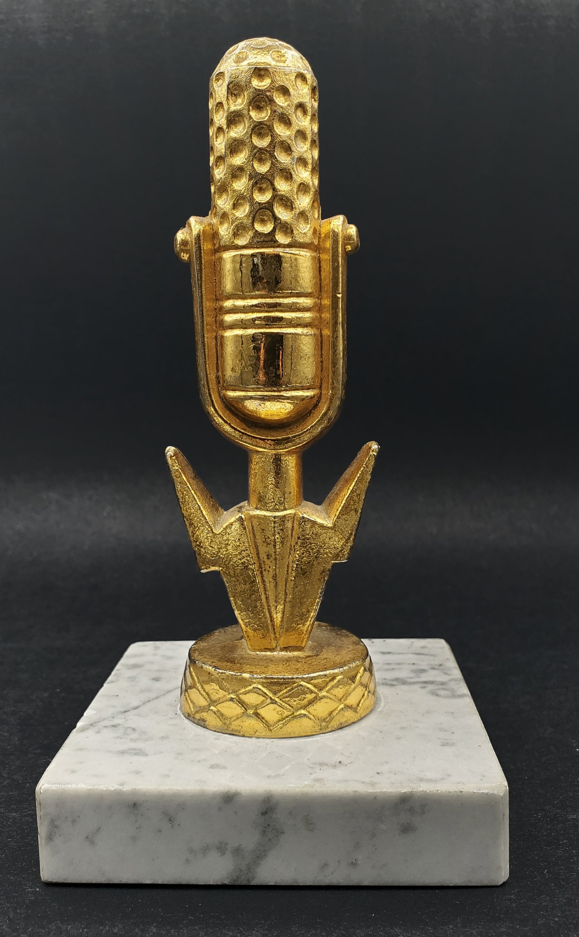 Die Cast Microphone Trophy on Marble Base Karaoke Singing Contest Award ...