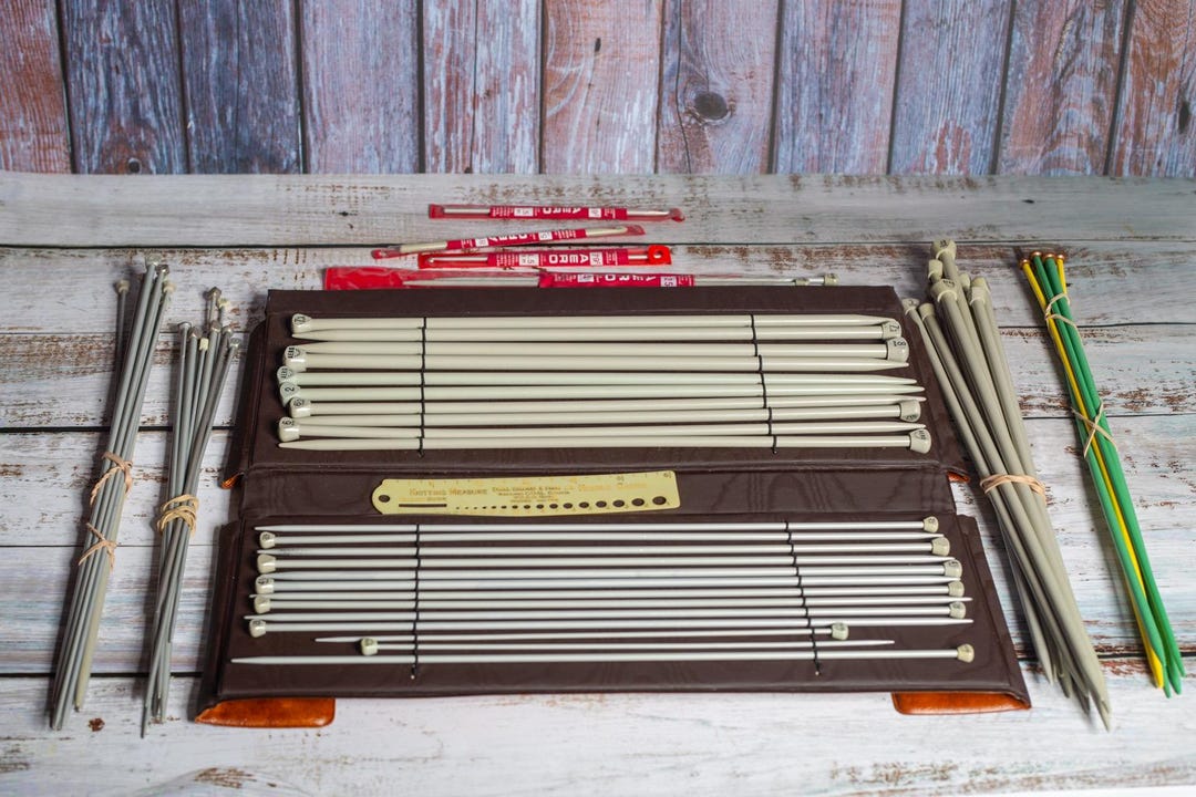 Large Set of Vintage Aero Brand Knitting Needles in an Abel Morrall ...