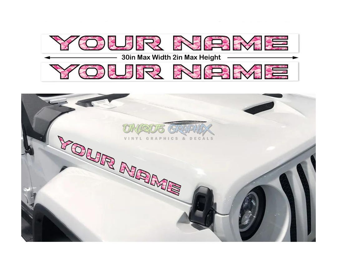 Custom JL JT Style Hood Decals Pink Camo 1 Pair 30in Compatible With ...