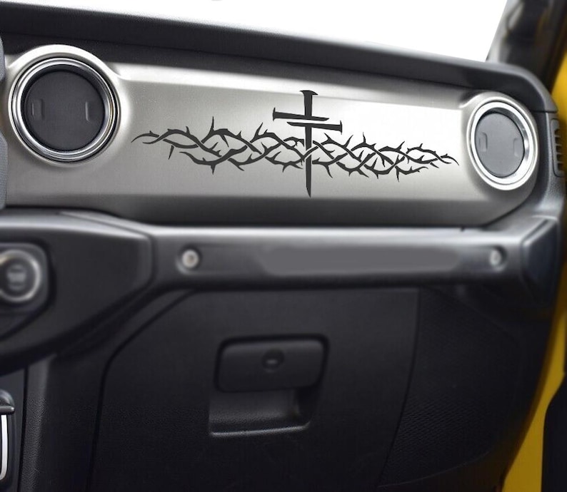 Jesus Christ Nails Thorn Cross Dashboard Decal Sticker for Wrangler JL ...