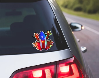 PUERTO RICO FLAG, Coqui Taino, Sticker Decal, Bandera Boricua Coqui Taino Rasta - Etsy