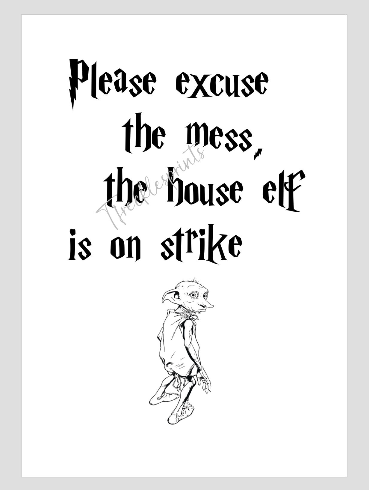 Dobby the House Elf A4 Print Only Home Wall Decor Harry Potter Wall Art ...