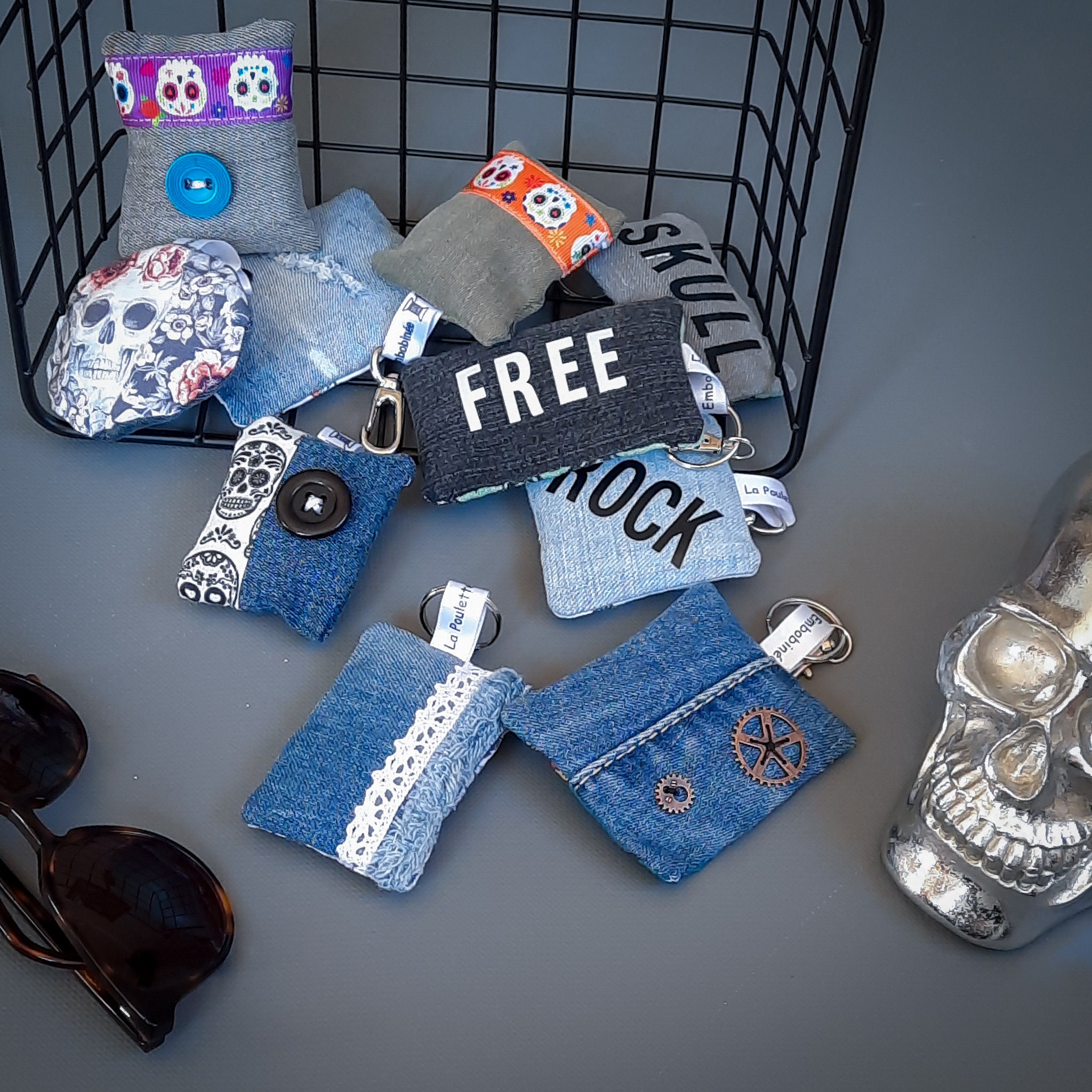 Denim Keychain With Carabiner, Unique Creations, Sturdy Keychain ...