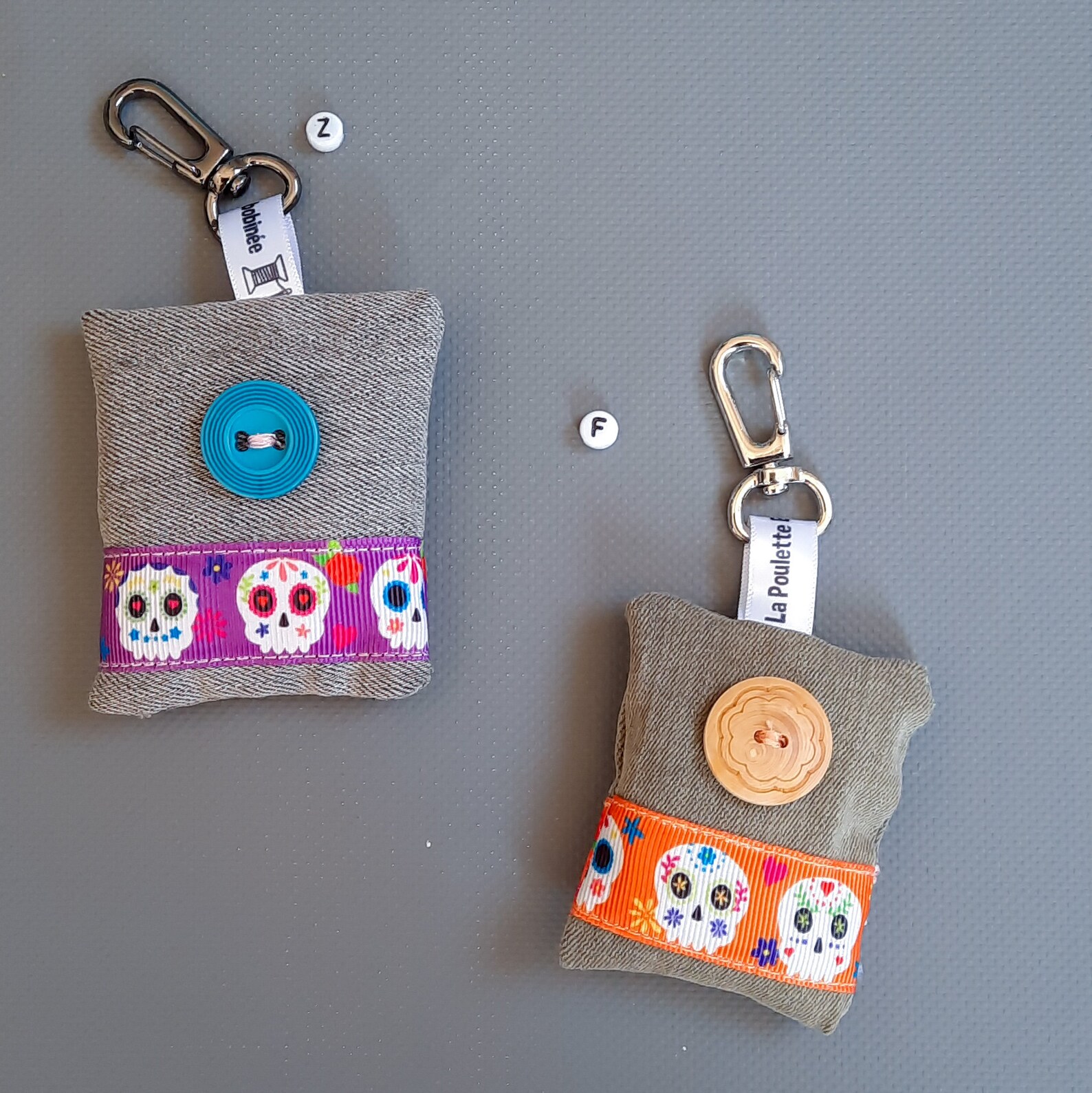 Denim Keychain With Carabiner, Unique Creations, Sturdy Keychain ...