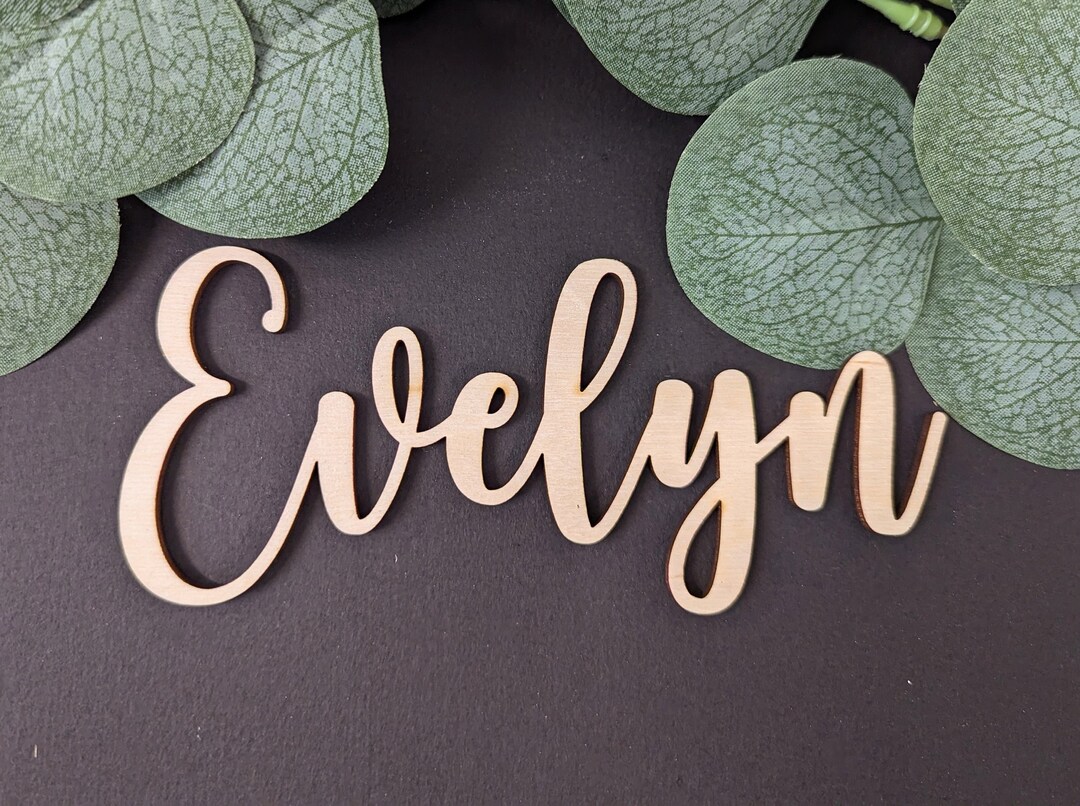 Wooden Wedding Cursive Name Places. Modern Calligraphy Style Place ...