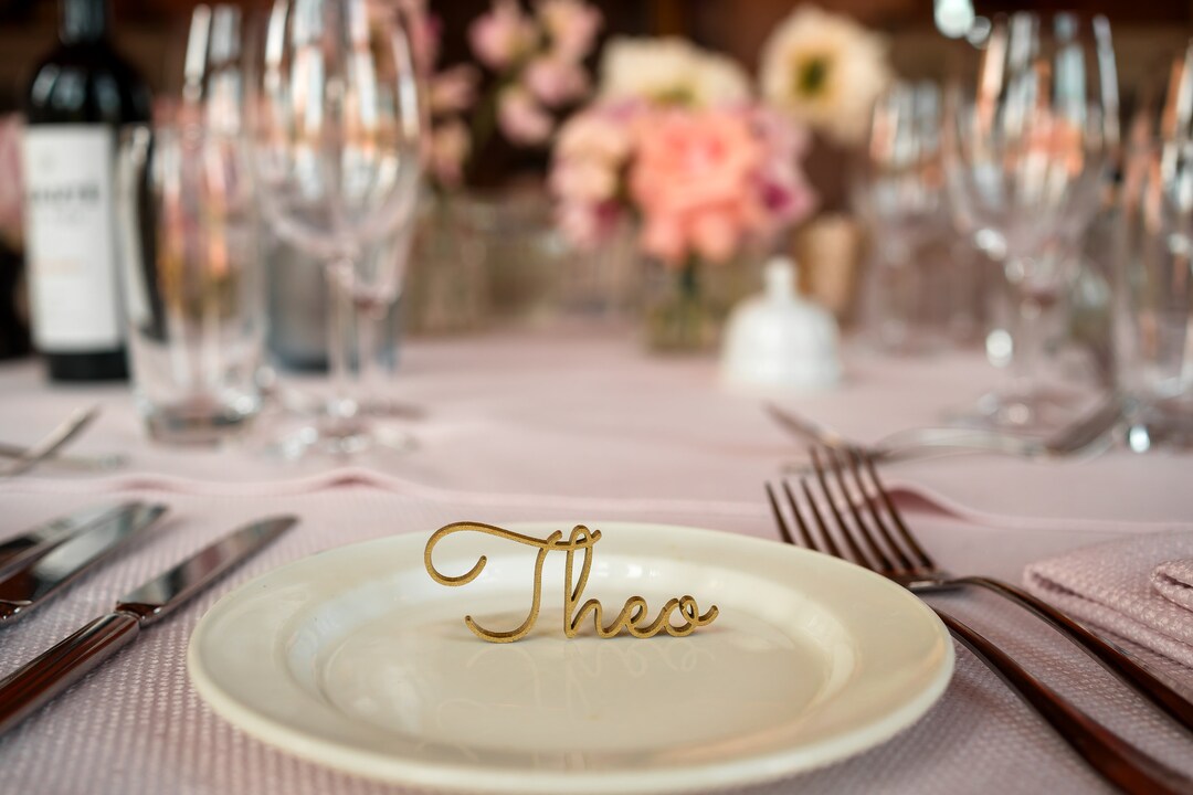 Wooden Wedding Name Places Calligraphy Style. Handwritten Style Wood ...