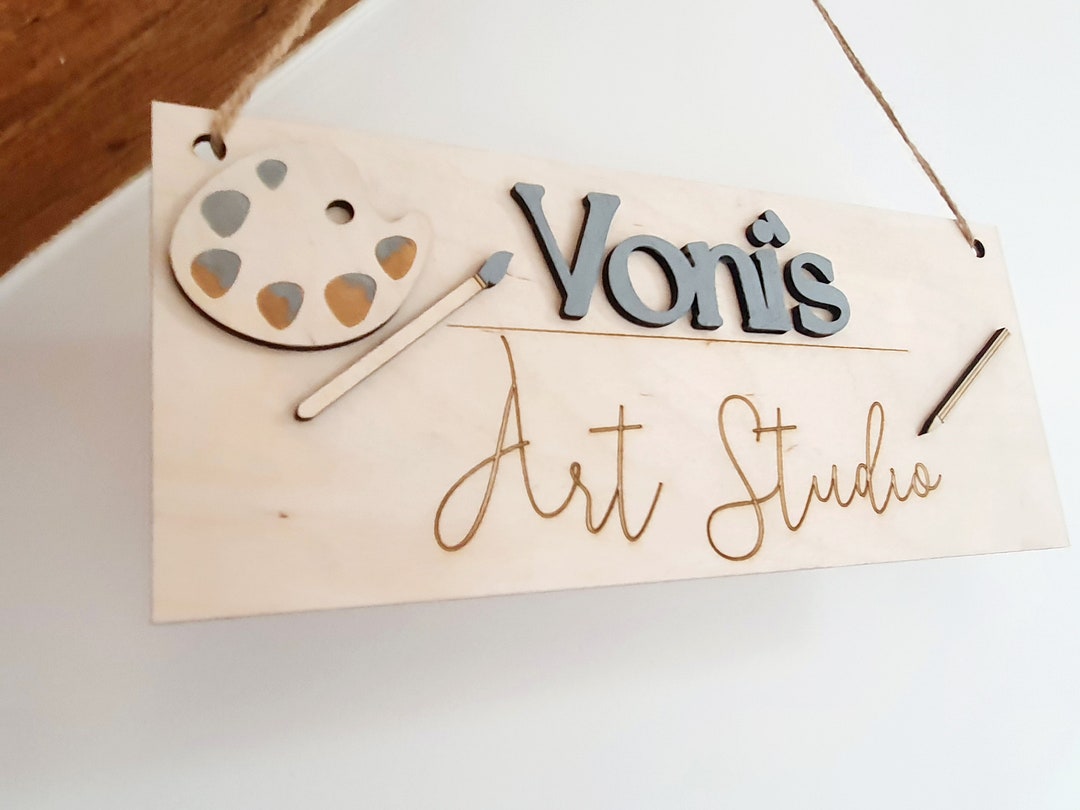 Custom Art Studio Door Sign, Hand Painted Wooden Wall Decor - Etsy UK